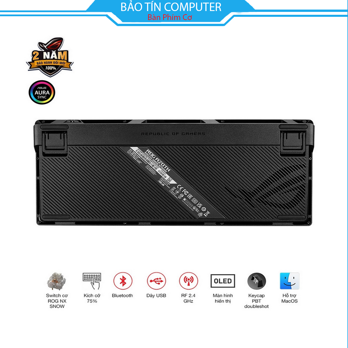 Bàn phím cơ Asus ROG Azoth Wireless NX Red switch